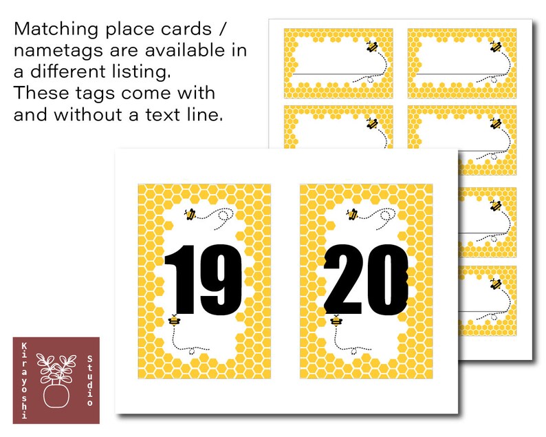 Honeycomb Bee Table Numbers 1-26: Printable Party Decor (digital ...