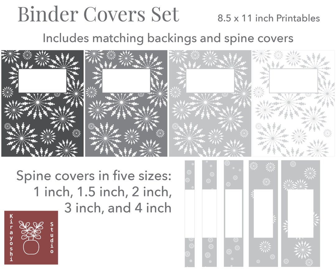 Printable Binder Cover Set With Matching Backings and Spine Covers ...