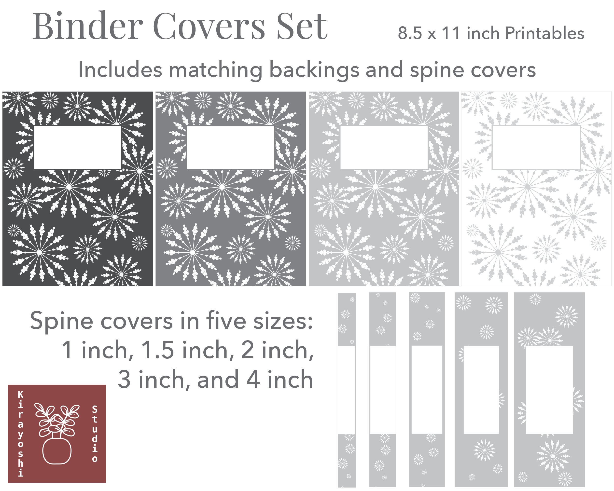 Printable Binder Cover Set With Matching Backings and Spine Covers ...