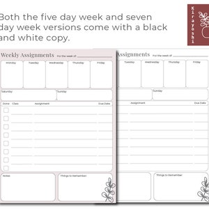 Printable Weekly Assignment Tracker - Two Pages | Weekly Homework ...