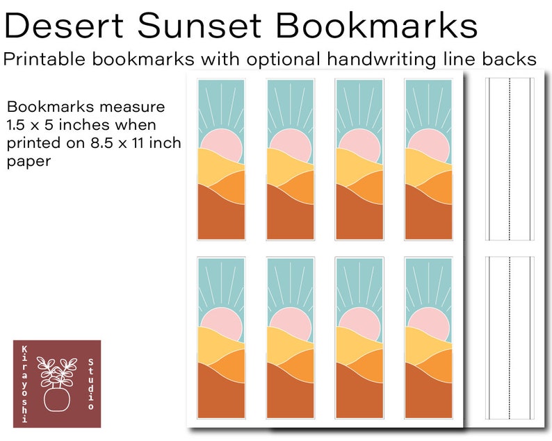 Printable Bookmarks | Desert Sunset | Bookmarks for Classroom, Party ...