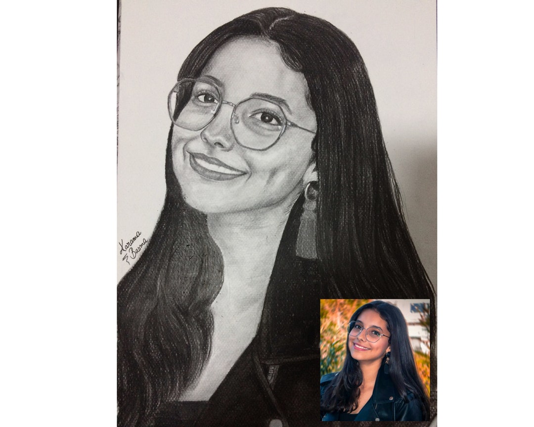 Handmade Multi-technical Portrait Drawing in Color or Black - Etsy
