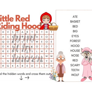 Little Red Riding Hood Word Search - Etsy