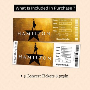 Hamilton Musical Printable Broadway Surprise Ticket, Fake Hamilton Tickets, Editable Theatre ...