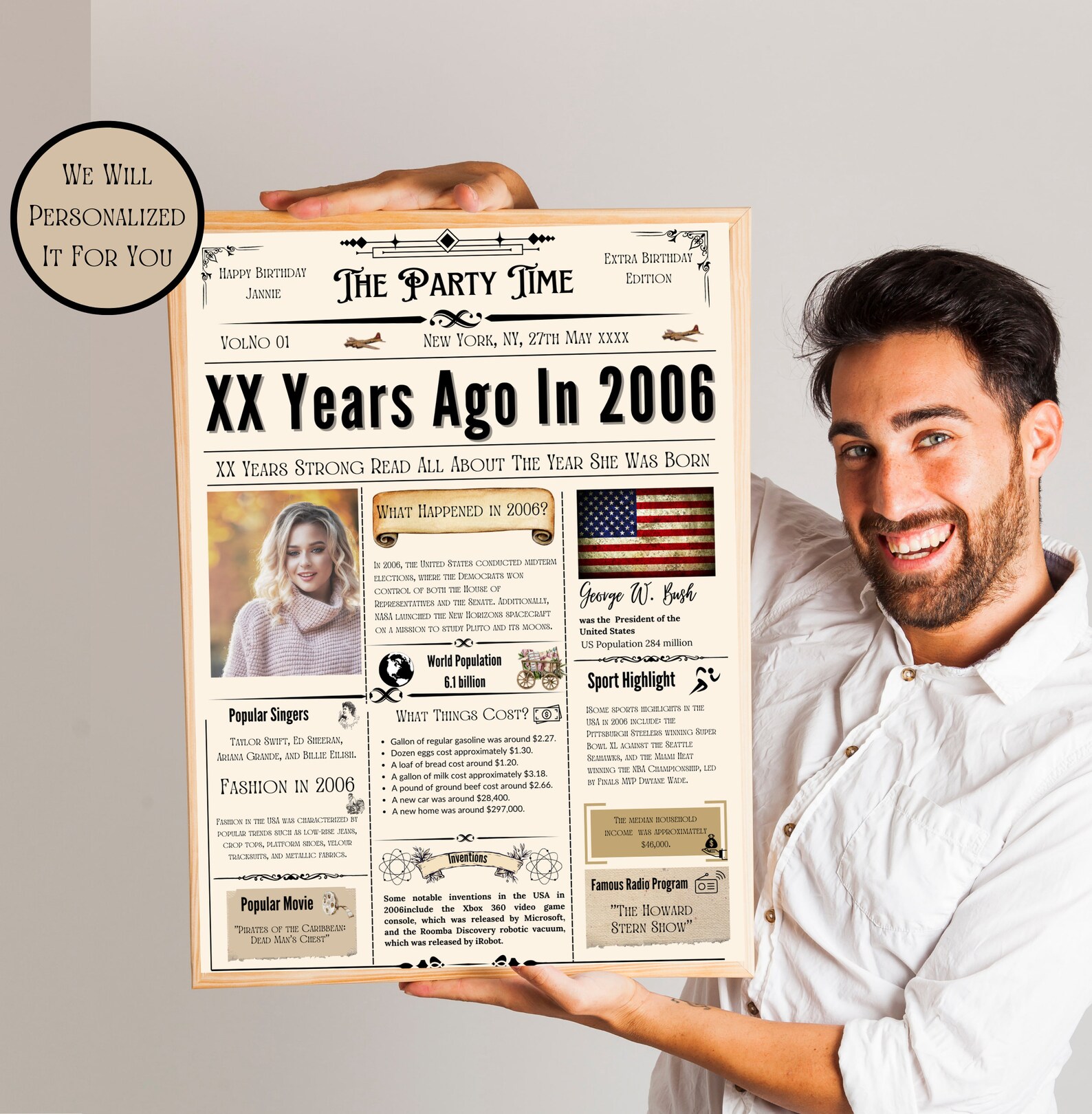 Back in 2006 Birthday Newspaper Poster Gift Xxth Birthday - Etsy