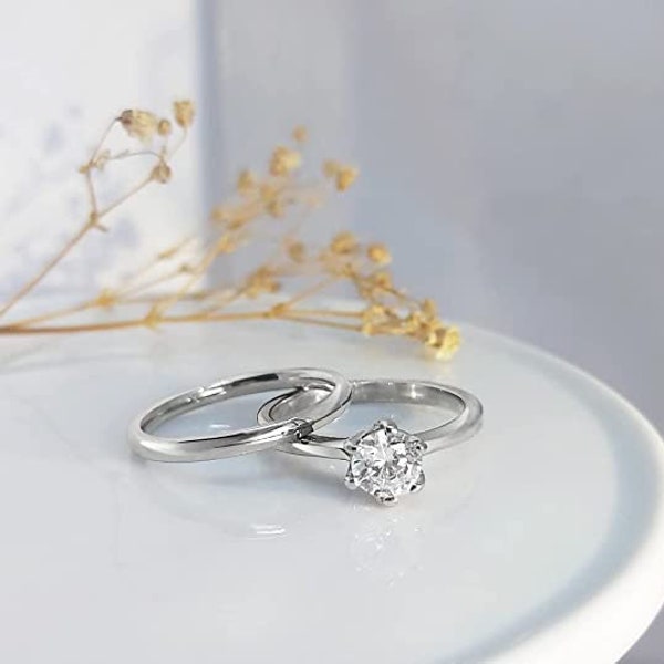 Crystal Wedding Bands Set - Etsy