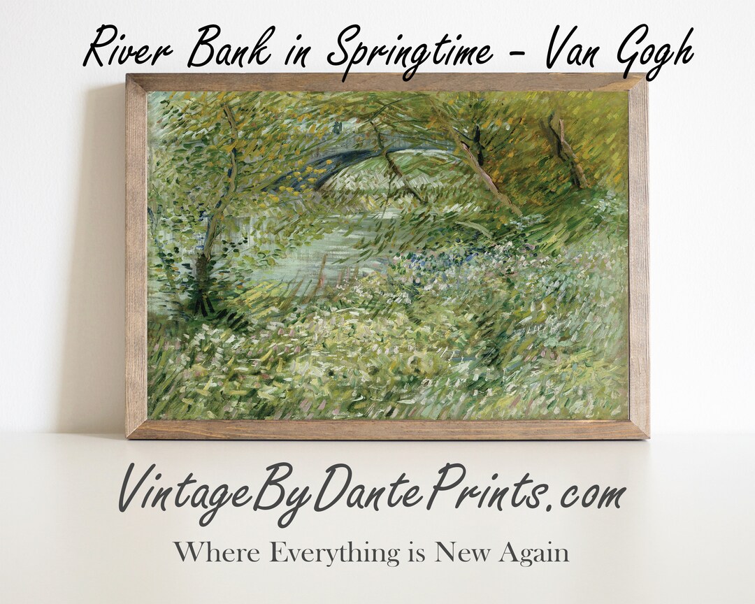 River Bank in Springtime Vintage Painting DIGITAL DOWNLOAD Dutch Artist ...