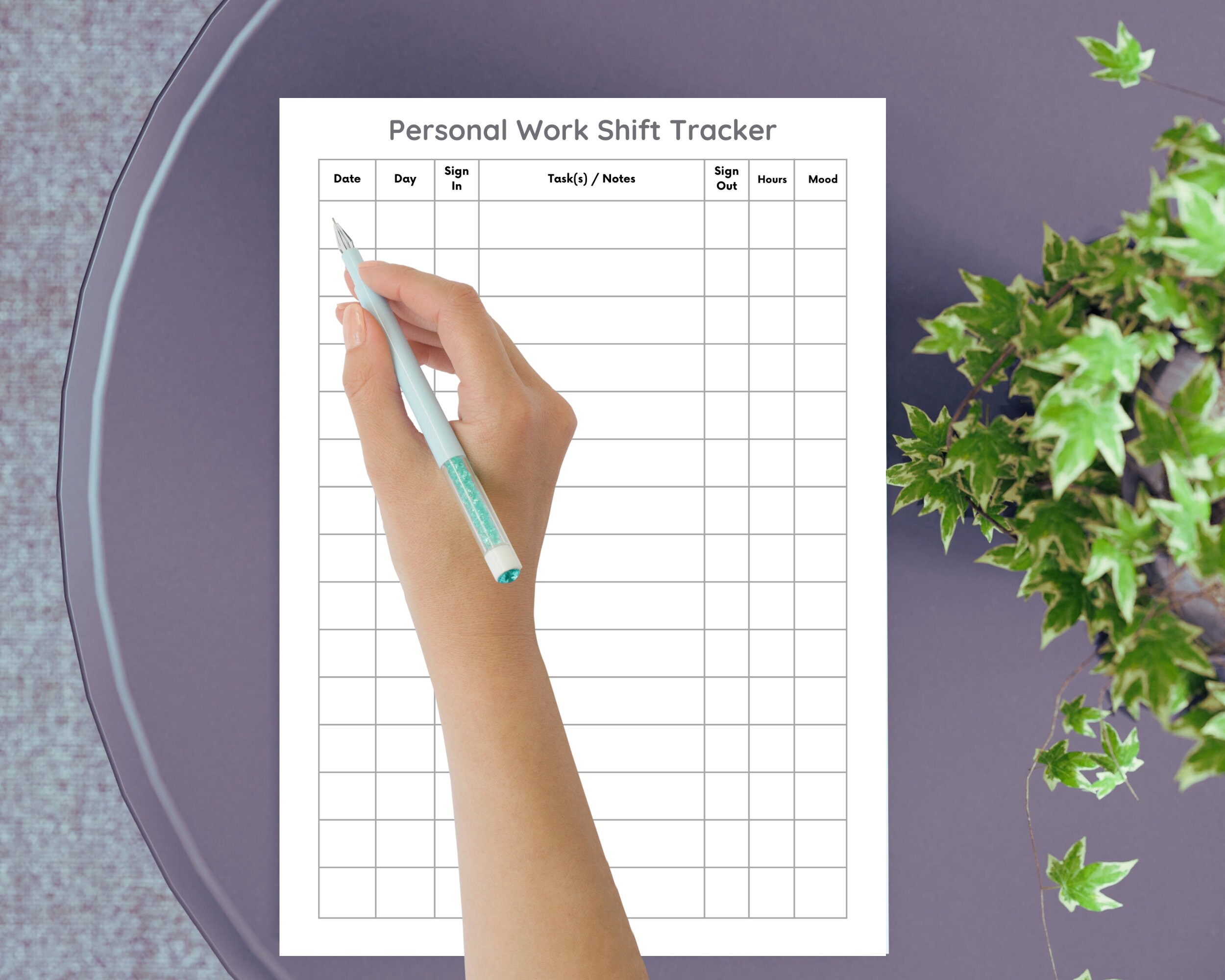 Personal Work Time Shift Tracker, Work Schedule Planner, Time Shift ...