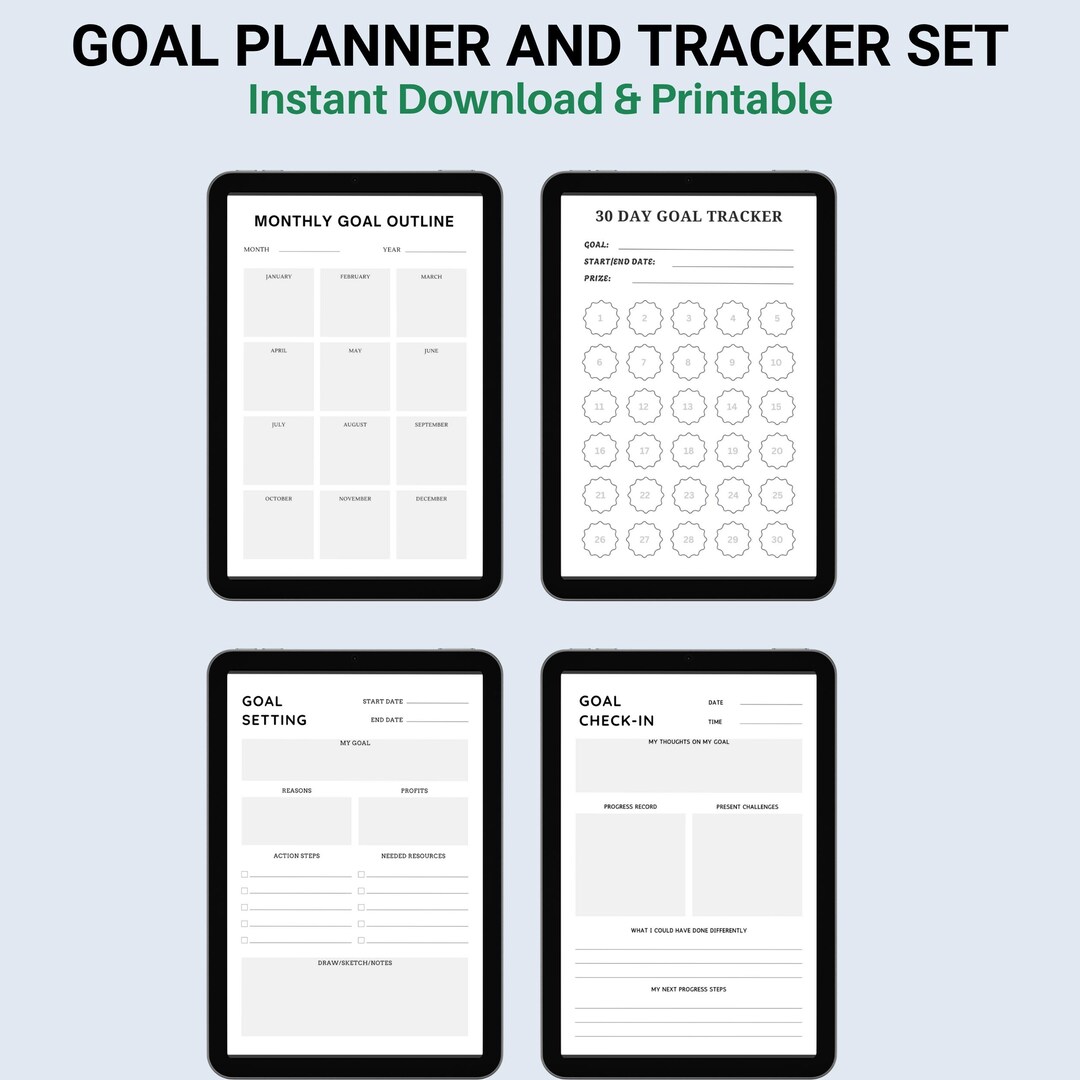 Printable Goal Planning Bundle, Instant Download Fillable PDF A4 Size ...