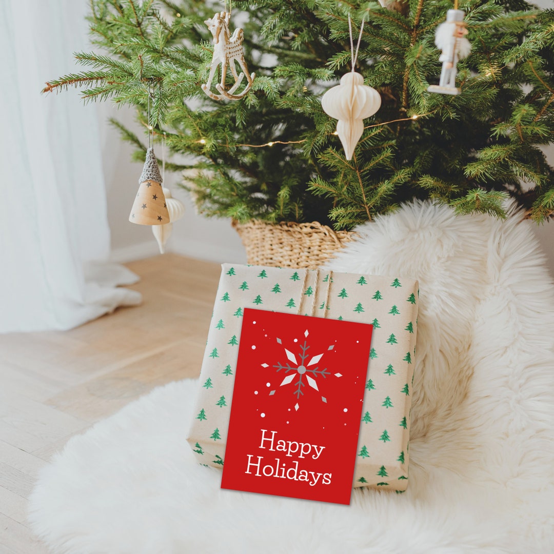 Happy Holiday Cards Printable, Red Christmas Greeting Cards, Winter ...