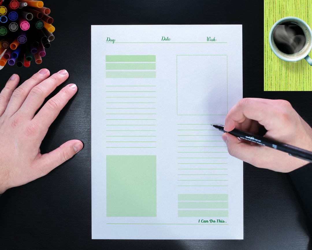 Daily Planner Printable, One Page Planner, Undated Motivational Planner ...