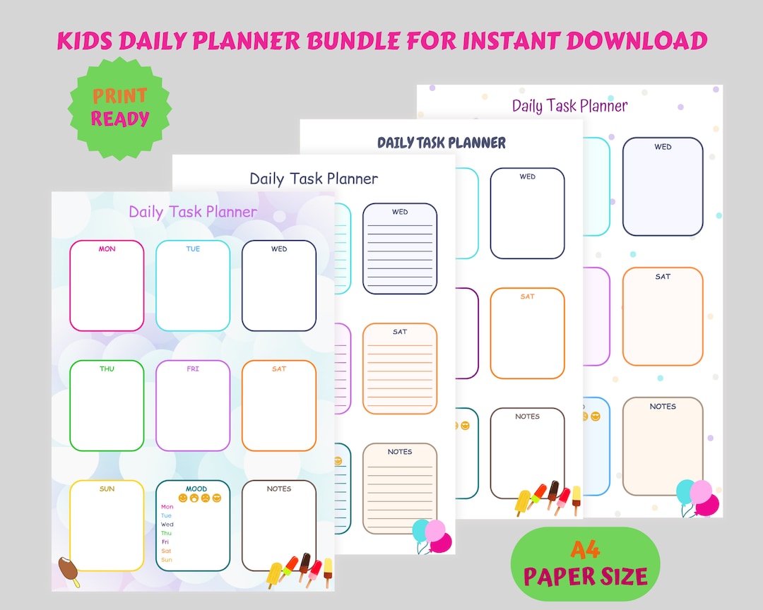 Daily and Weekly Multicoloured Task Planner for Boys and Girls. - Etsy