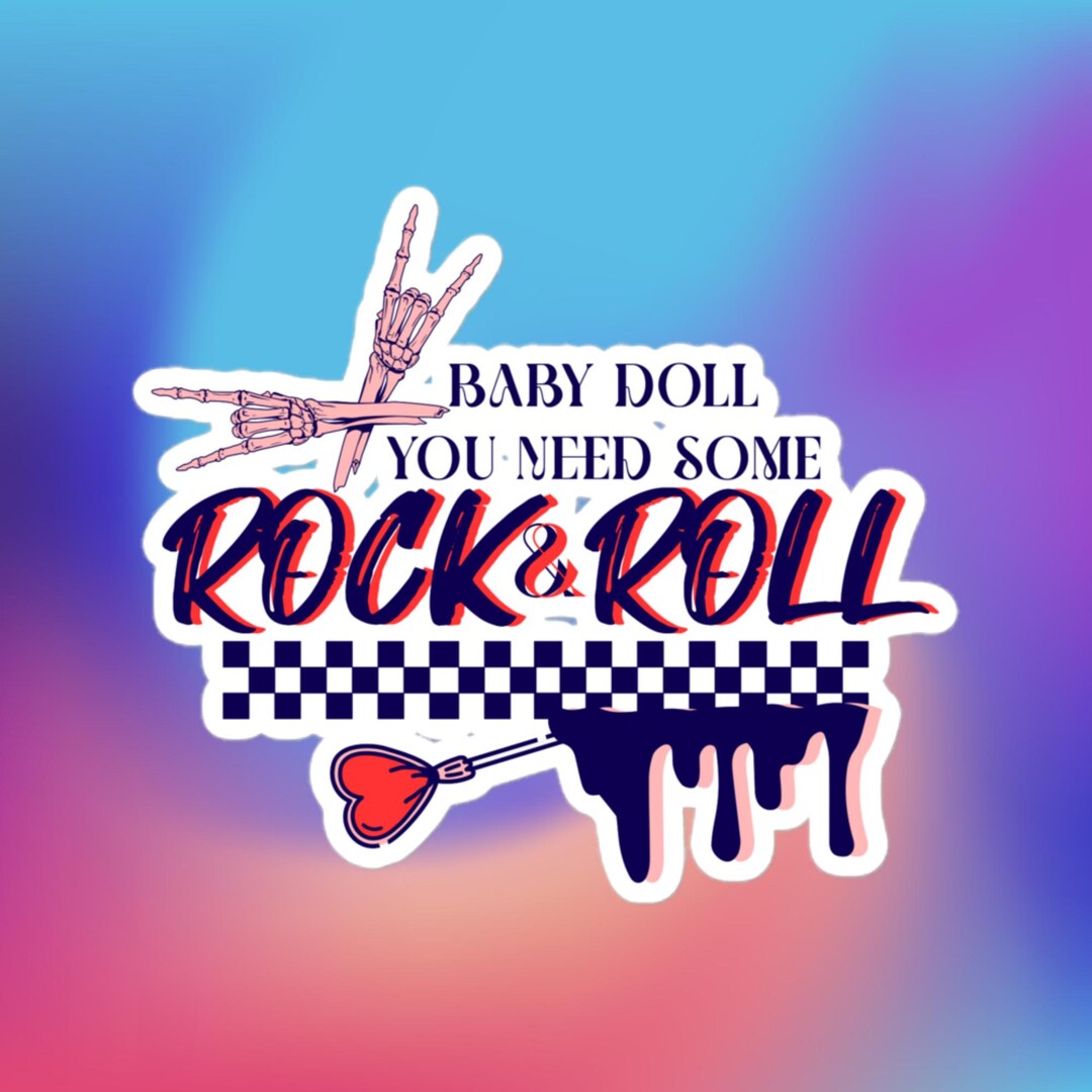 Emo Rock N Roll Vinyl Sticker: Checkered Punk Alt Girl Decal - Etsy