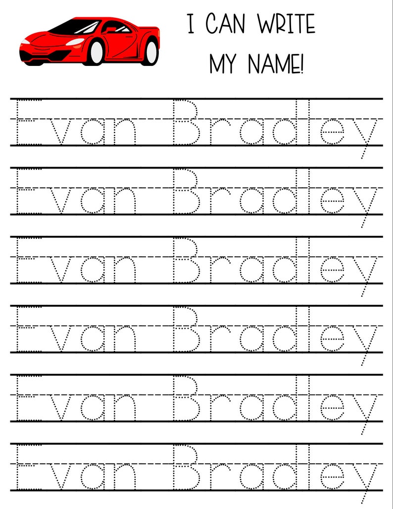 Custom Name Tracing Printable | Personalized Name Writing Worksheet for ...