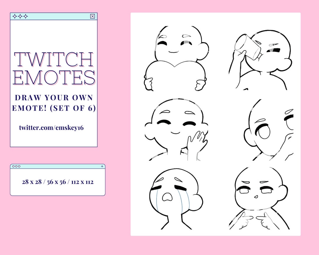Twitch / Discord Emotes Set of 6 | Draw Your Own Emote! Emote Bases - Etsy