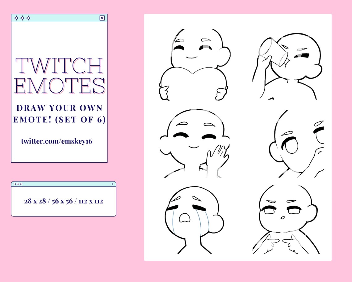 Twitch / Discord Emotes Set of 6 | Draw Your Own Emote! Emote Bases - Etsy