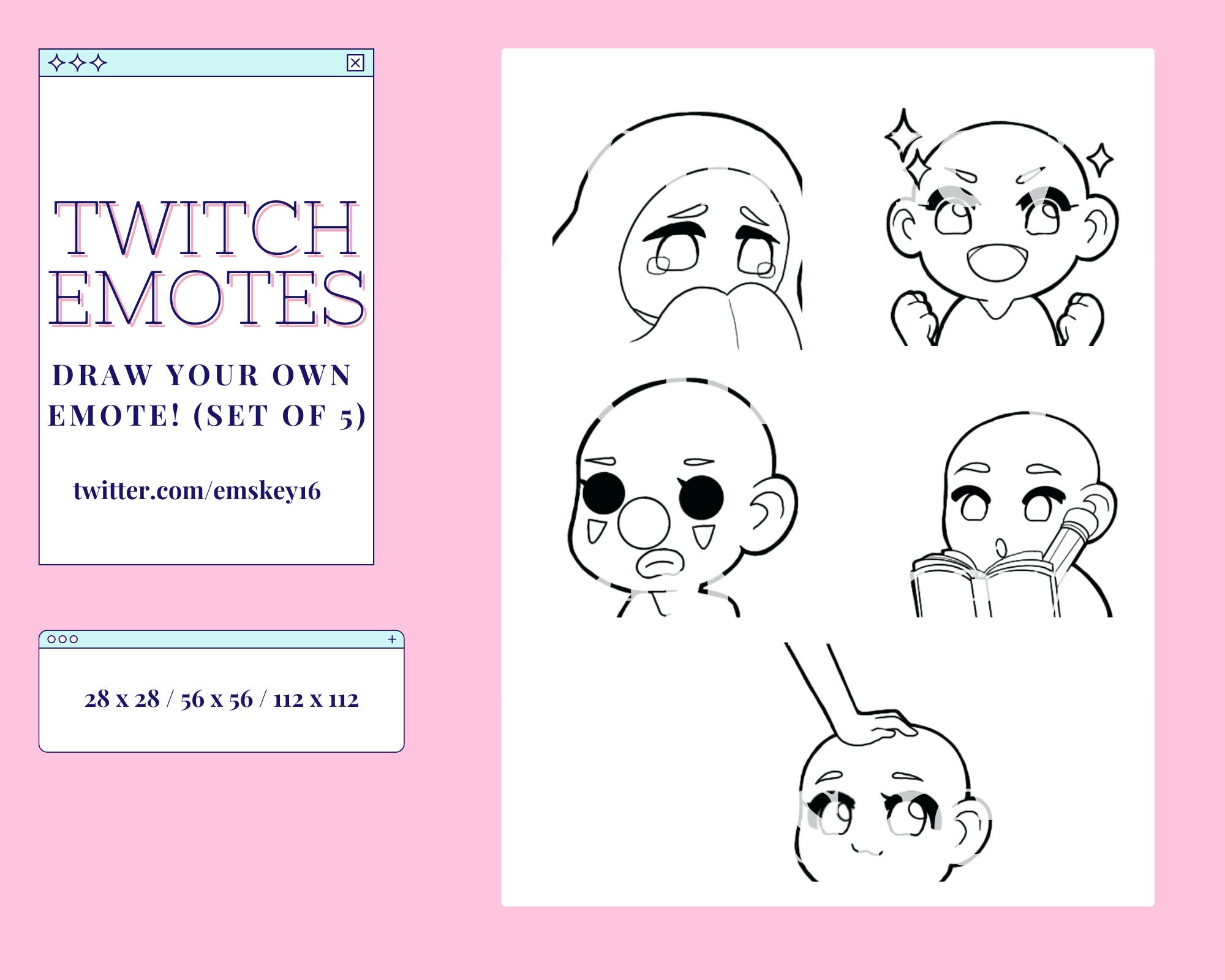 Twitch / Discord Emotes Set of 5 | Draw Your Own Emote! Emote Bases - Etsy