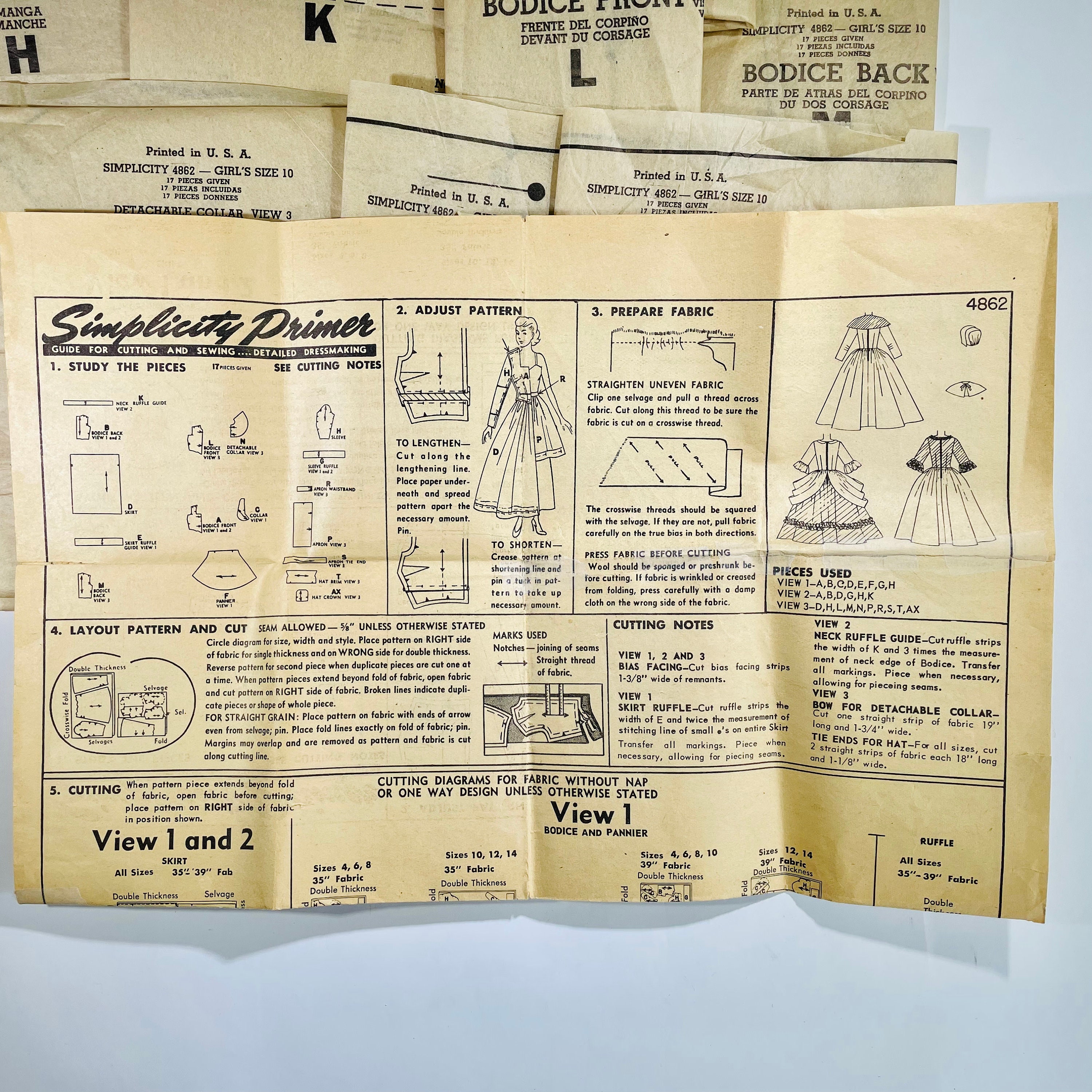 Vintage 1954 Simplicity Sewing Pattern 4862 Dress up Ball Gown Girls ...