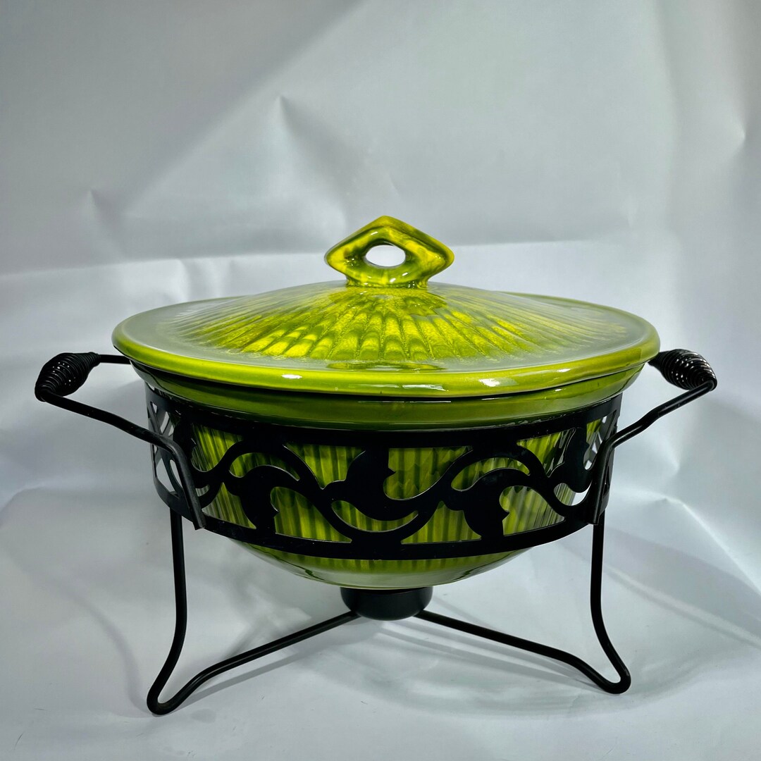 Vintage Calif Orig USA Chafing Dish 128 Lid 220 Black Metal Stand ...