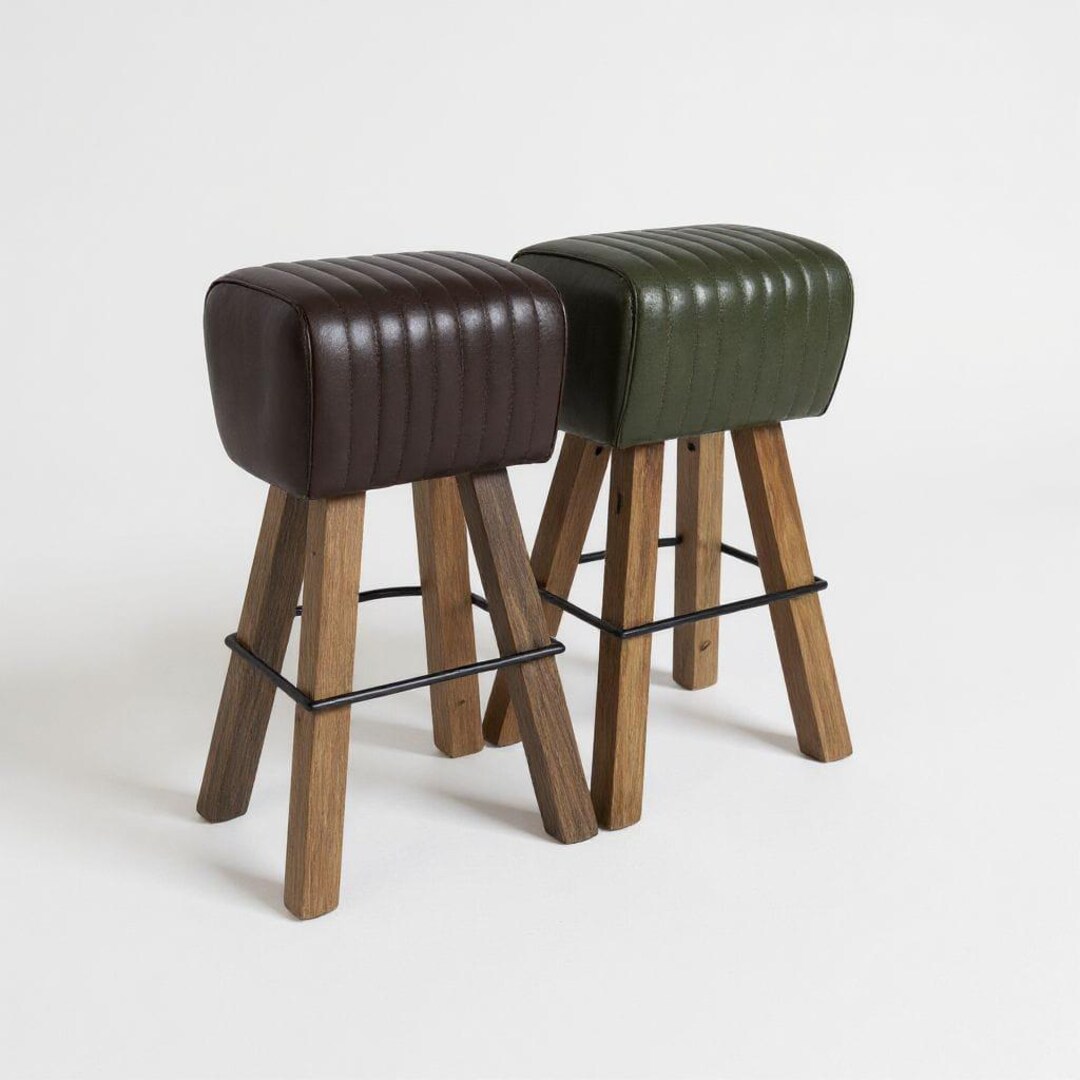 Vintage Leather Counter Stool | Handmade Pommel Horse Bar Stool ...