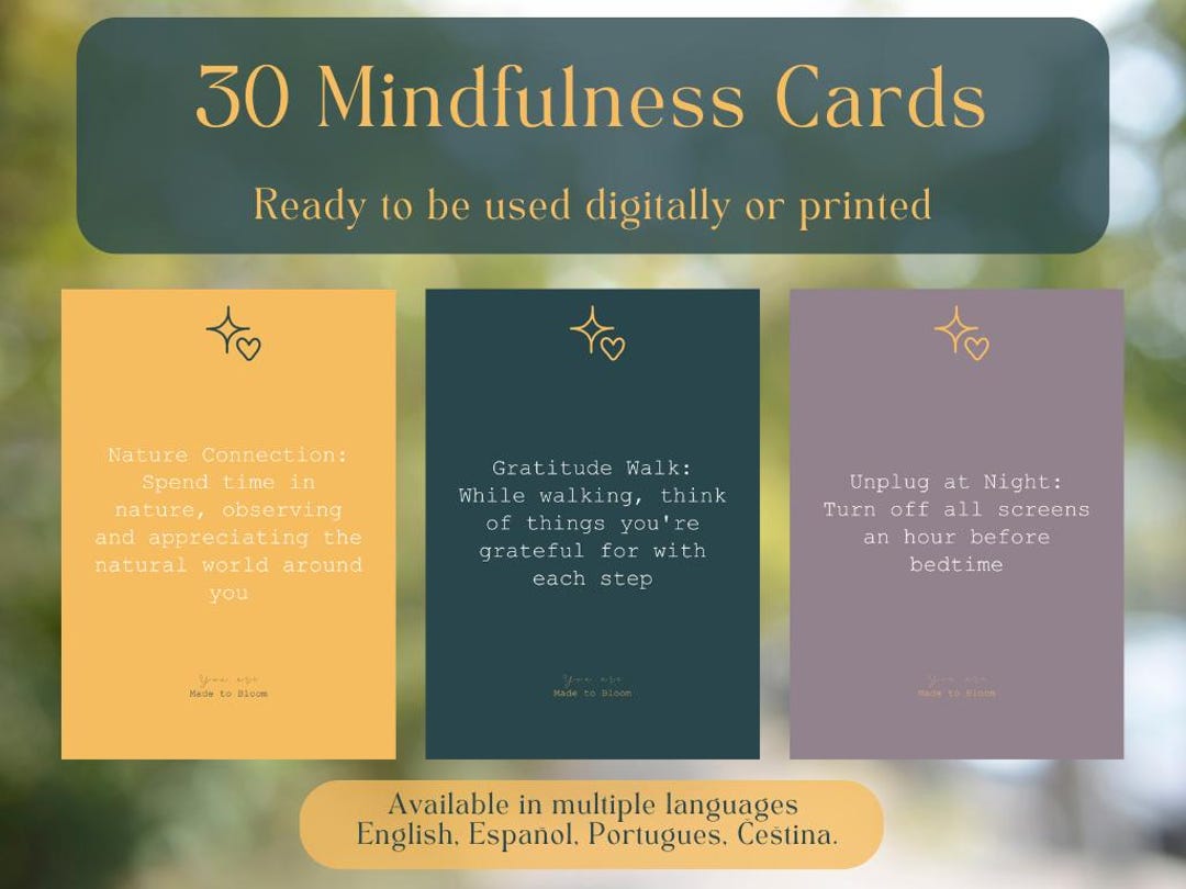 30 Mindfulness Cards; Your Daily Dose of Balance and Peace | ENGLISH - Etsy