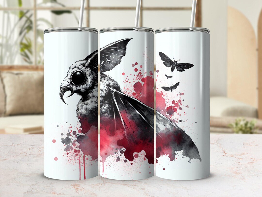 Watercolor Mothman Tumbler Wrap, Dark Fantasy Insect Art, Goth ...