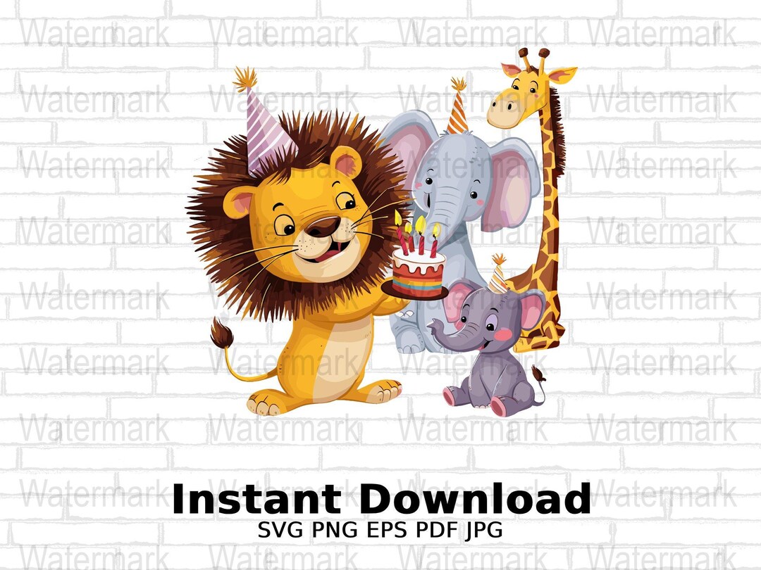 Cute Safari Animals Birthday Invitation SVG Png, Jungle Theme Kids ...