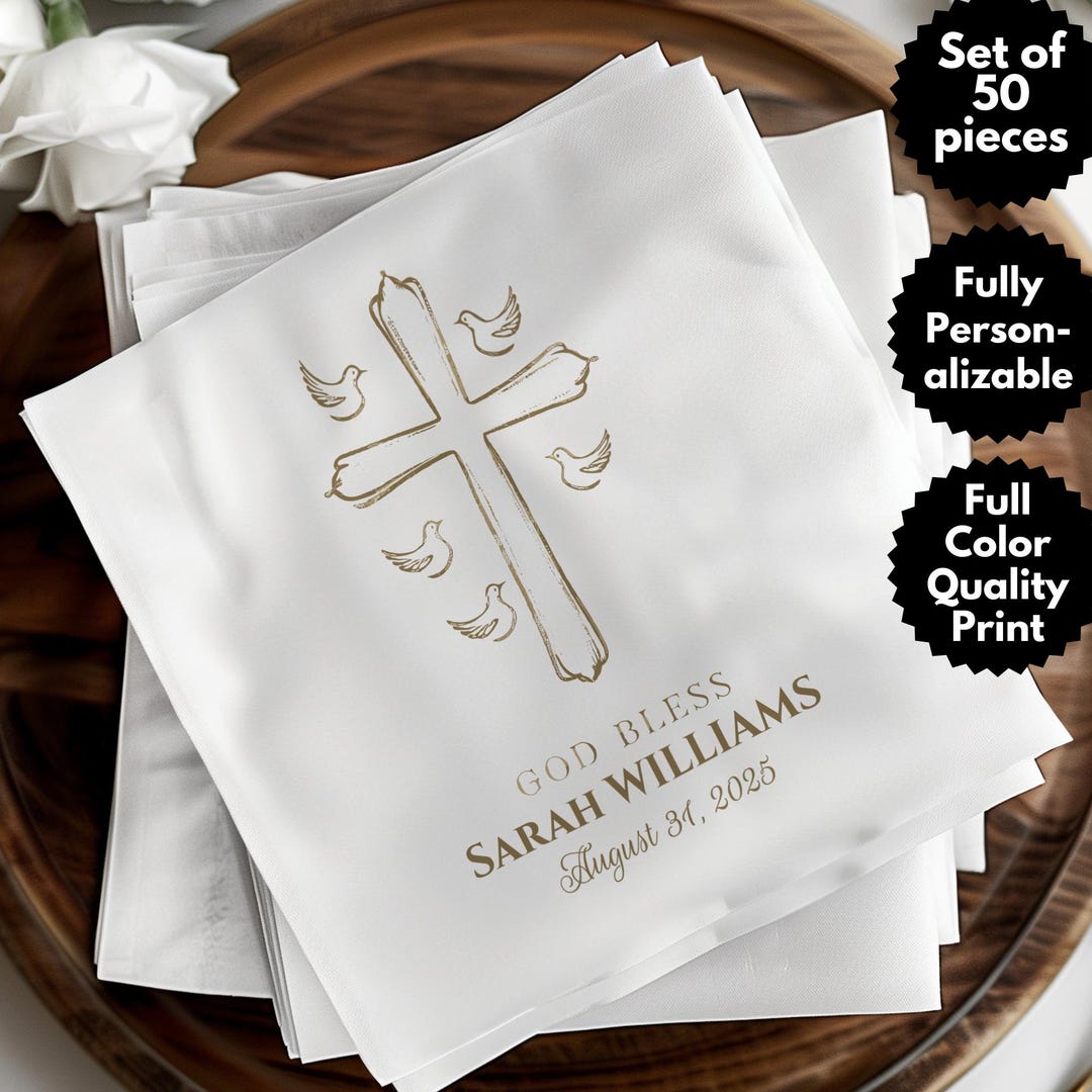 Personalized Baptism Napkin, God Bless Custom Name Napkin, Holy ...