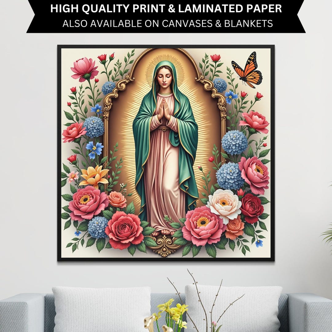 Religious Art Poster, Virgin Mary Prayer Decor, Catholic Wall Art ...