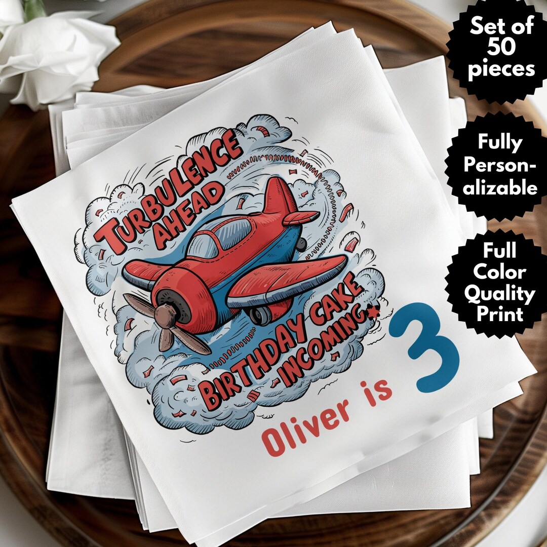 Personalized Aviator Birthday Party Napkin, Airplane Napkin, Airplane ...