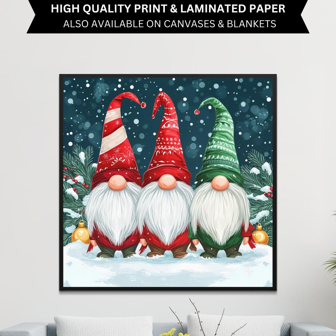 Christmas Gnome Poster, Holiday Gnomes Wall Art, Festive Winter Decor ...
