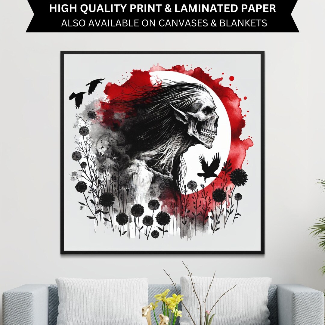 Celtic Banshee Poster, Vampire Skull Art, Spooky Decor, Dark Fantasy ...