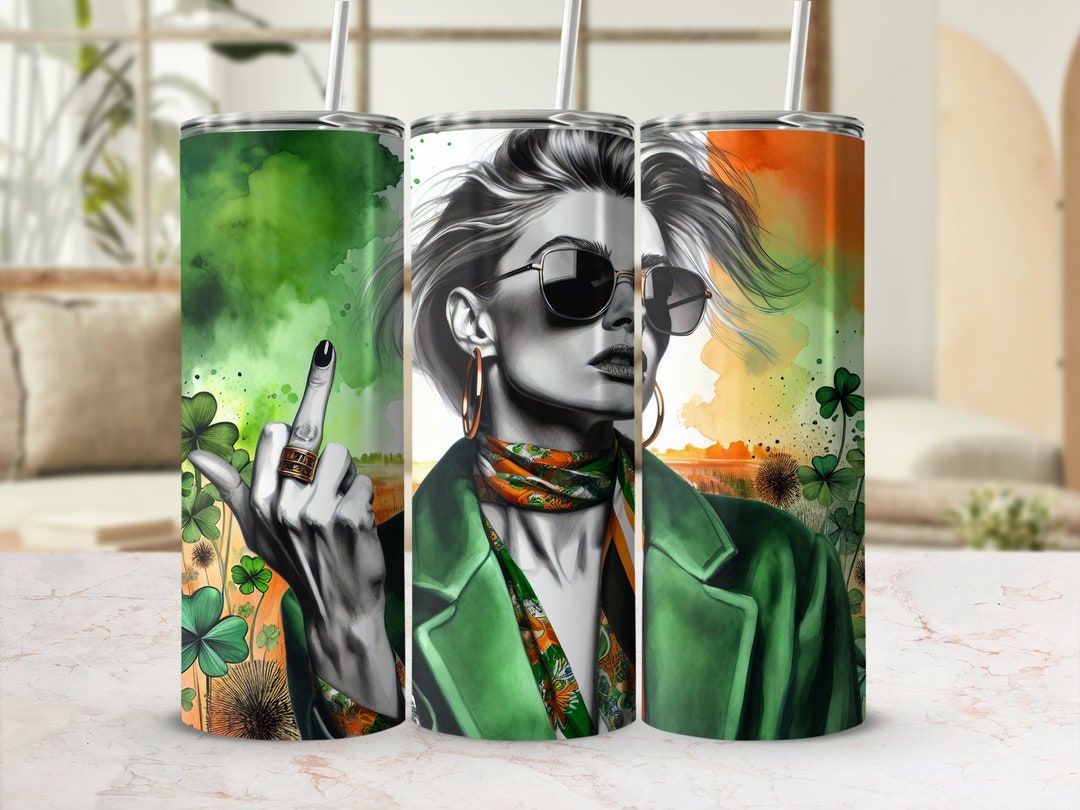 Feminist Middle Finger Irish Badass Woman Tumbler 20oz Wrap, Irish ...