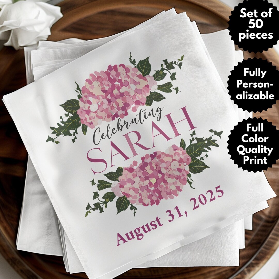 Personalized Congratulations Napkin, Custom Event Party Supplies, Pink ...