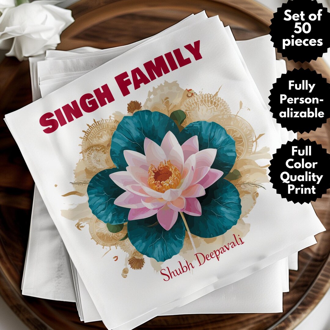 Personalized Diwali Napkin, Family Diwali Celebration Napkin, Custom ...