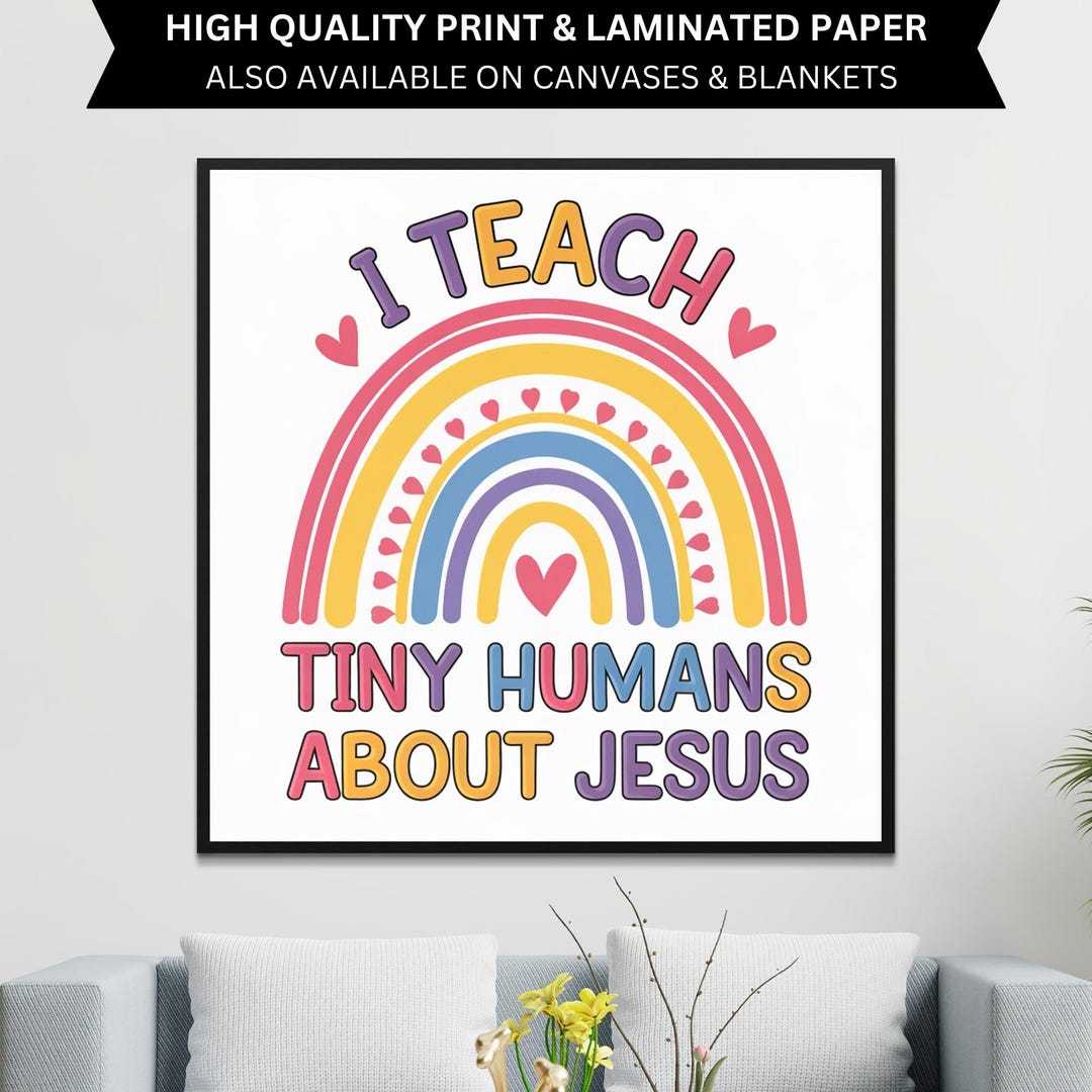 Hand-drawn Christian Teacher Poster, Rainbow Classroom Decor ...