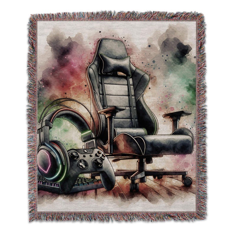 Aquarell Gamer Poster, Gaming Stuhl Kunst, Videospiel Dekor, Buntes ...