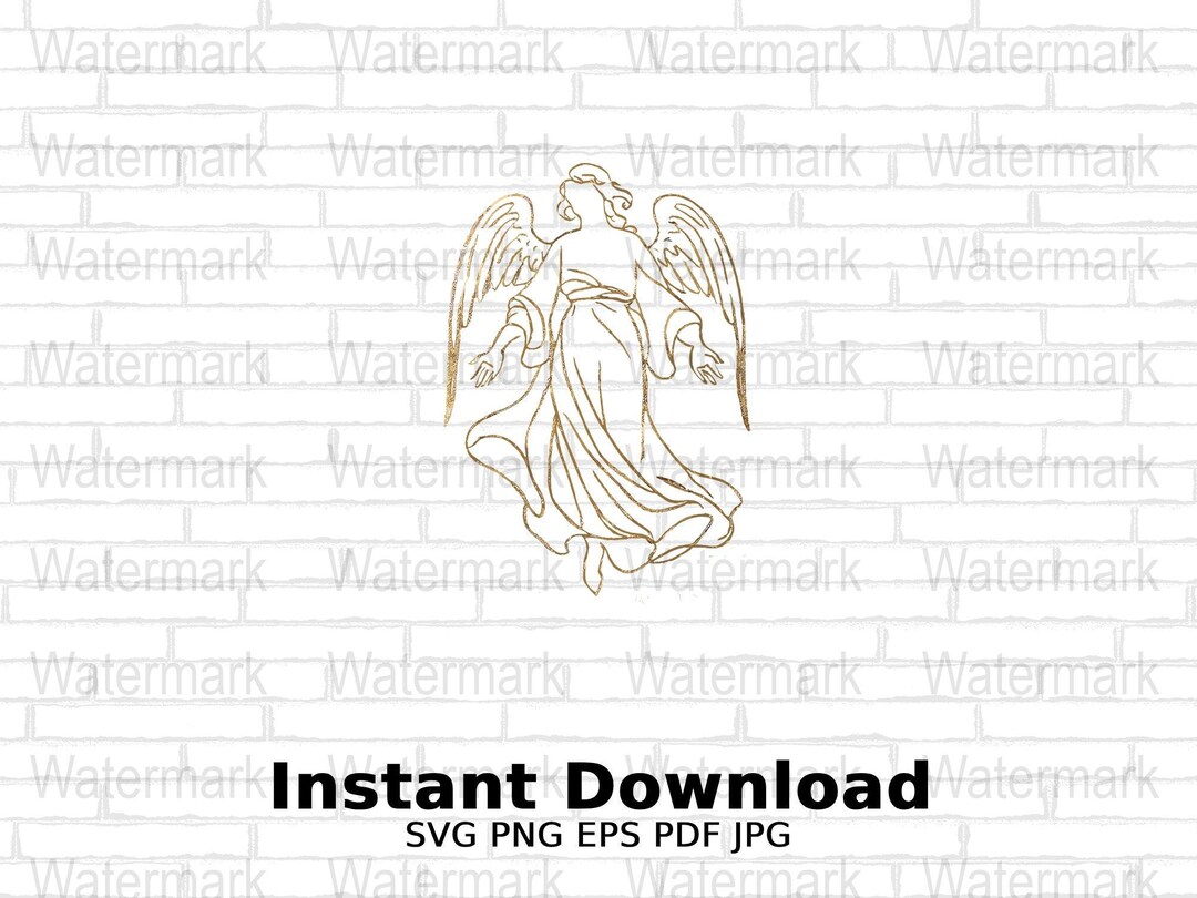 Gold Angel Clipart SVG Png Religious Christmas Decoration Angel Drawing ...