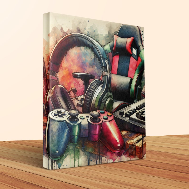 Gaming Setup Wall Art, Colorful Gamer Poster, Gaming Chair and ...