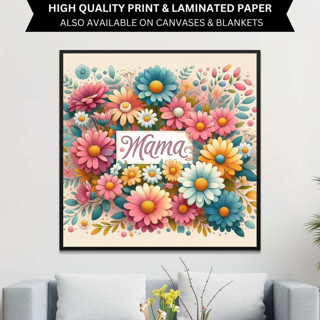 Floral Mama Poster, Colorful Flowers Wall Art, Gift for Mom, Botanical ...