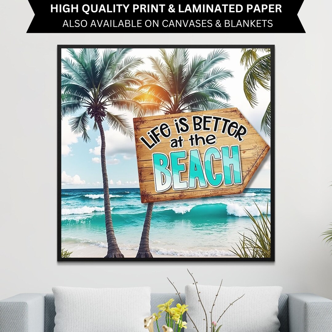 Tropical Beach Poster, Coastal Wall Art, Motivational Quote Print ...