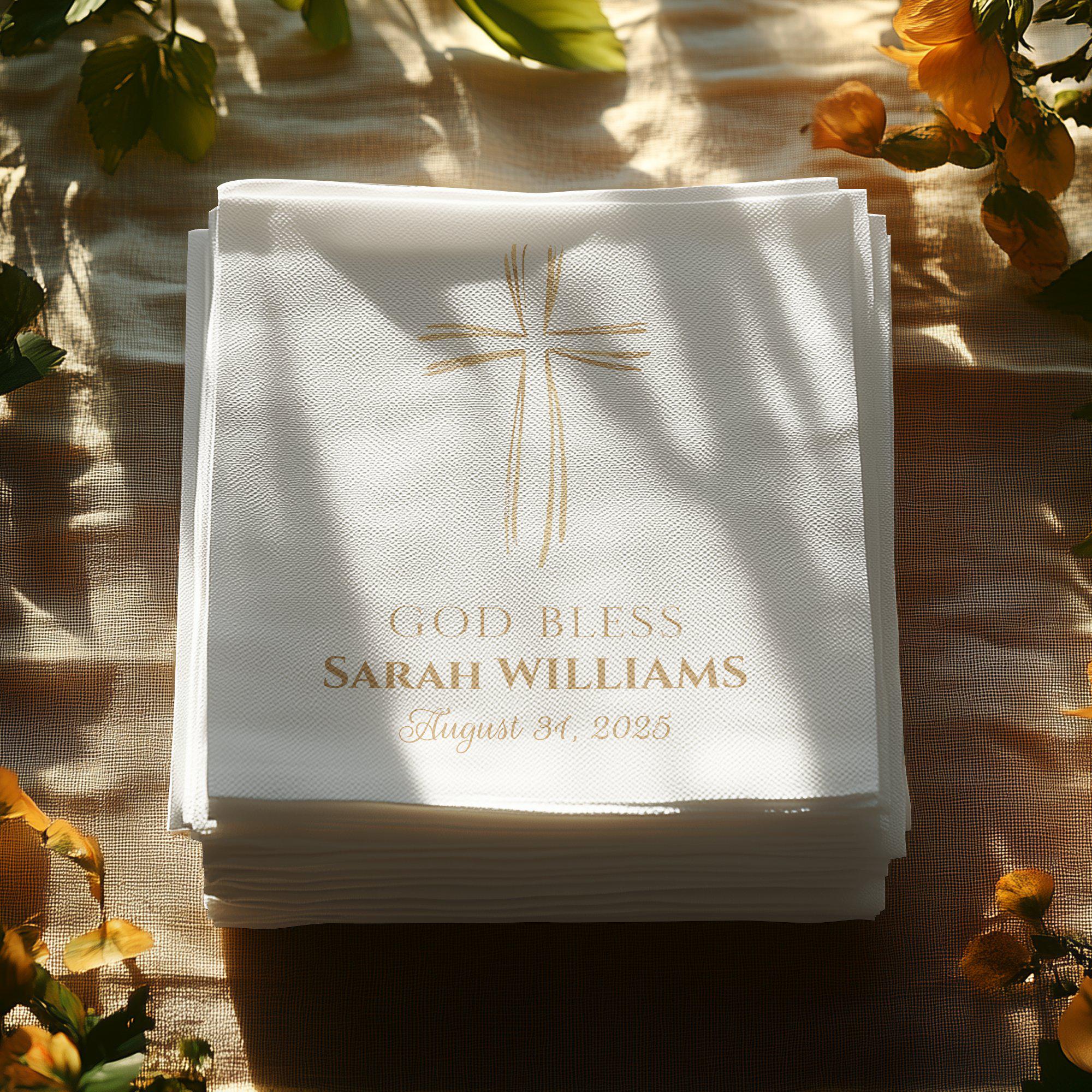 Personalized Baptism Napkin, God Bless Napkin, Custom Christening ...