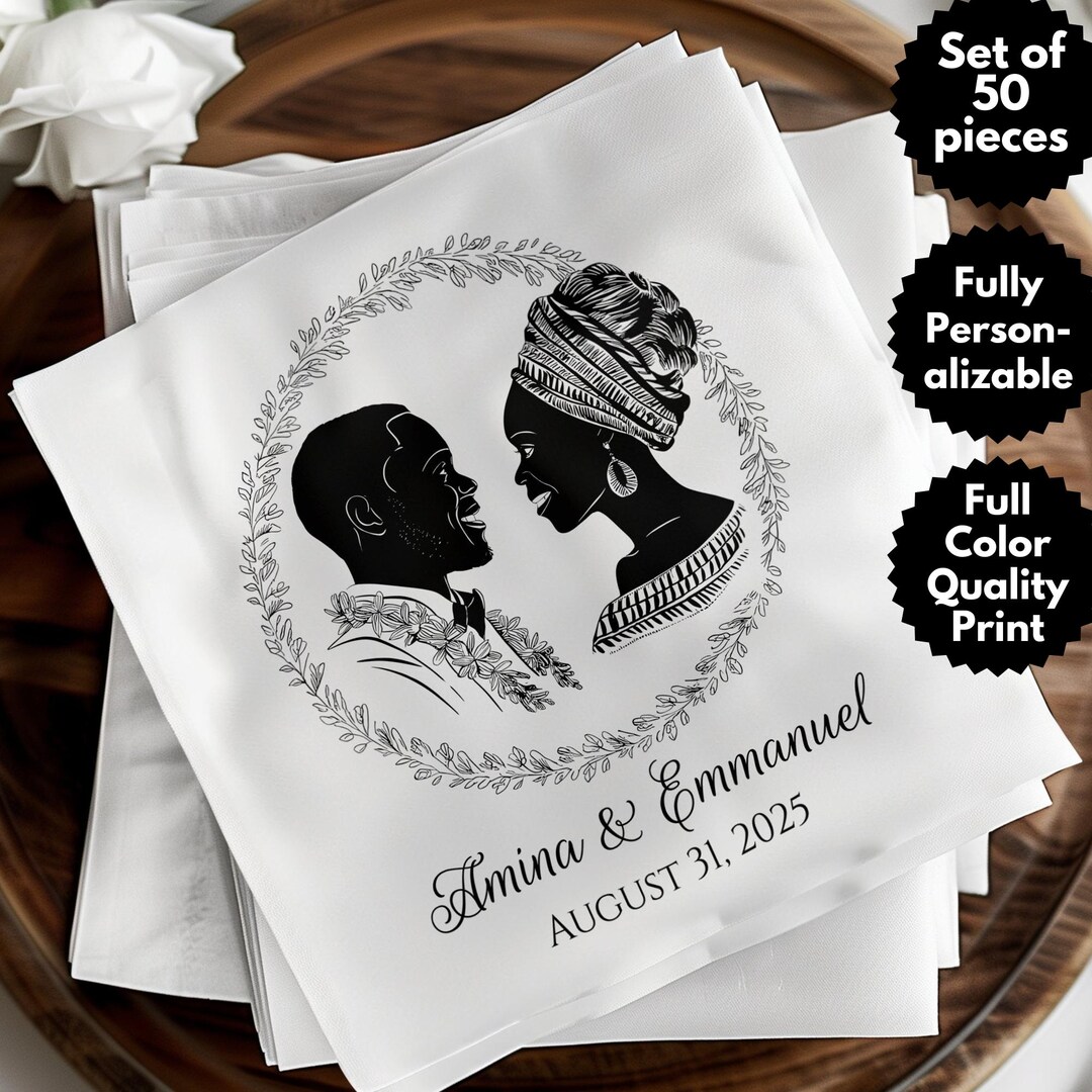 Personalized African Wedding Napkin, Custom Nigerian Wedding Napkins ...