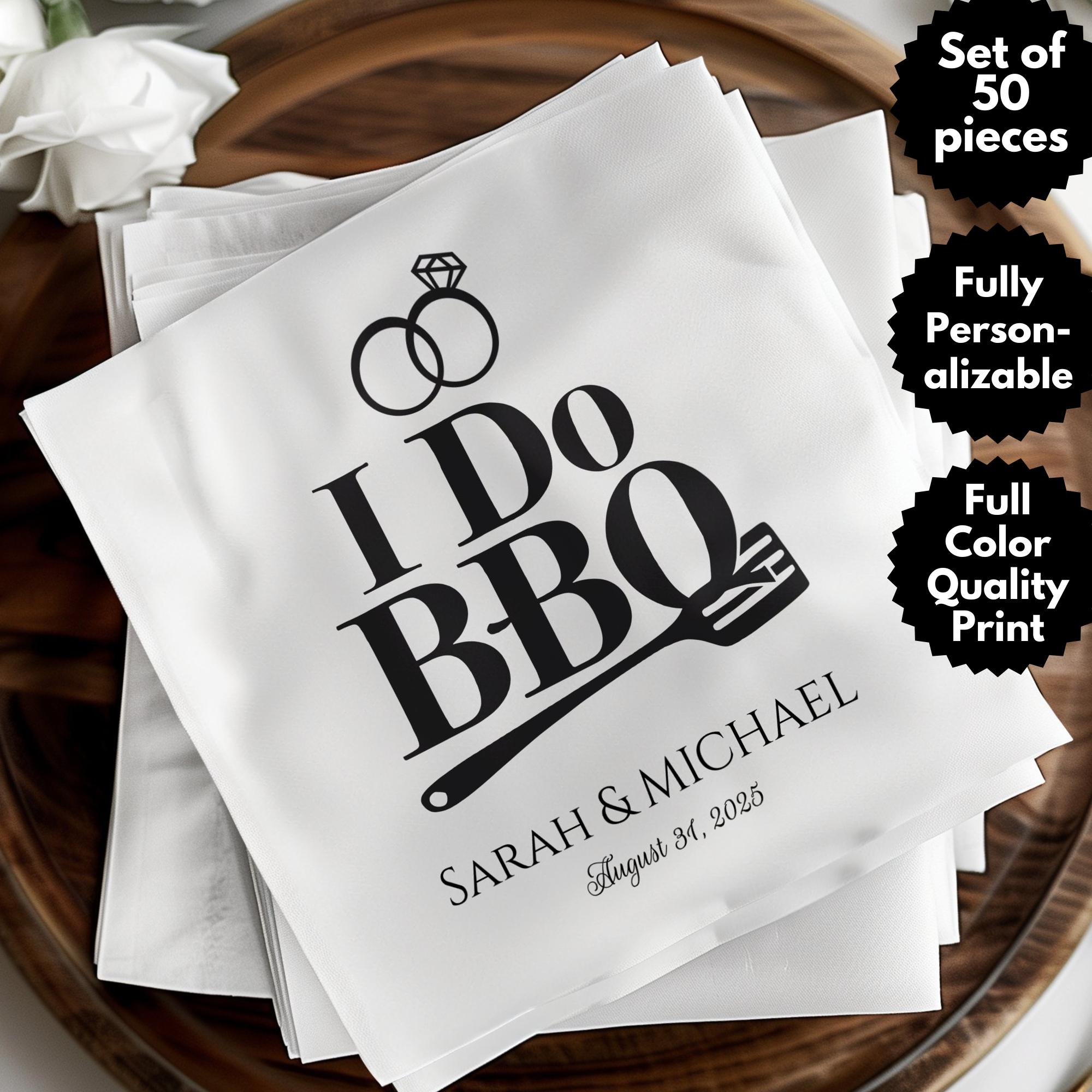 Personalized I Do BBQ Wedding Napkin, BBQ Engagement Party Napkins ...