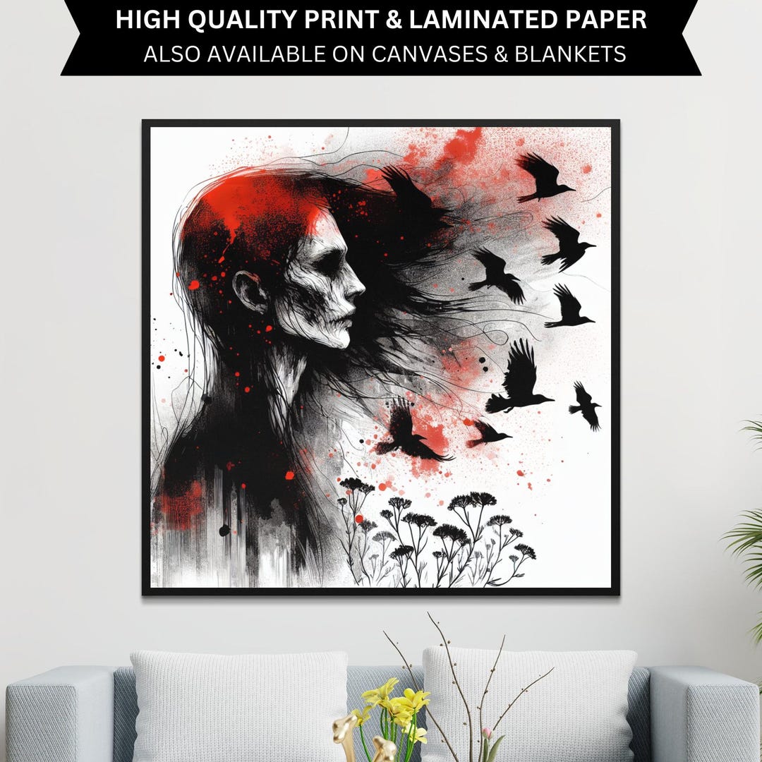 Irish Mythology Banshee Poster, Surreal Birds Wall Art, Mysterious ...