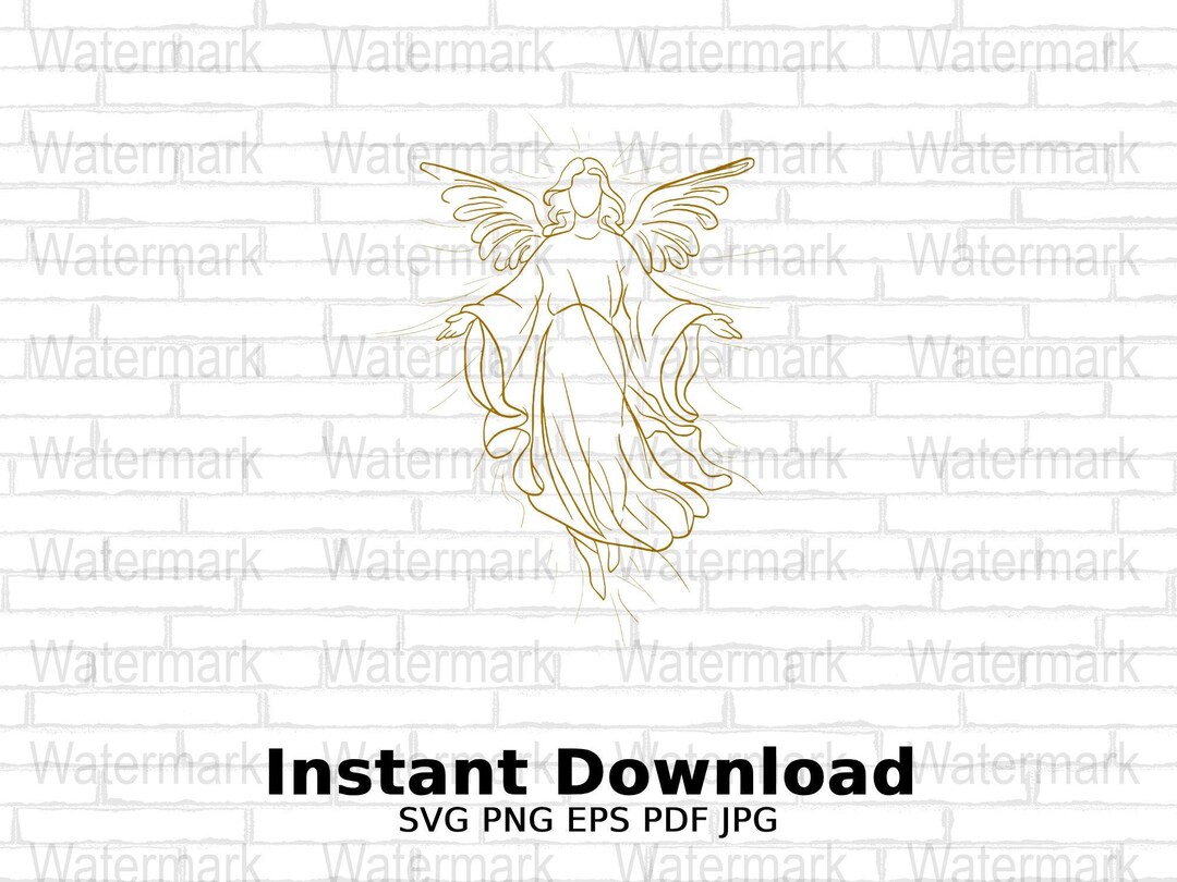 Angel Outline SVG, Heavenly Angel Png, Printable Angel Art, Religious ...