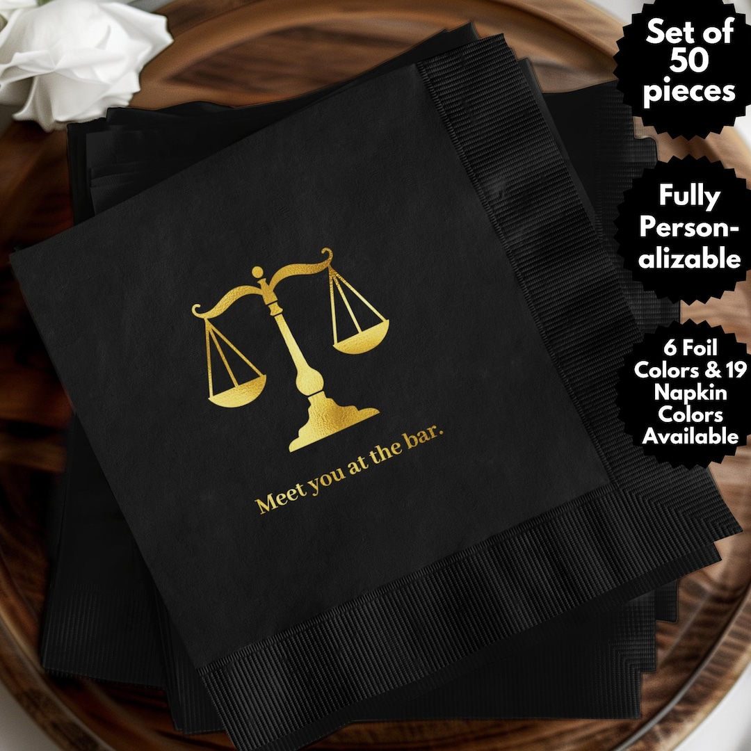 Law School Graduation Napkins, Lawyer Metallic Gold Foil Napkins ...