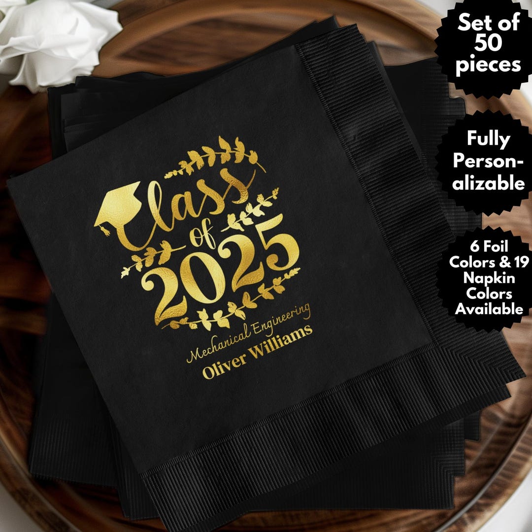 Personalized Graduation Napkin Class of 2025, Custom Major Grad Party ...