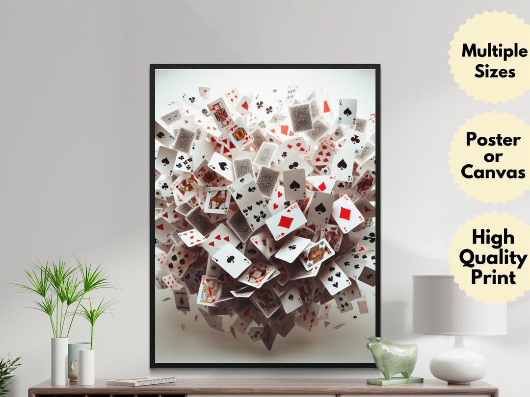 Dynamic Playing Cards Explosion Artwork, Modern Wall Decor, Abstract ...