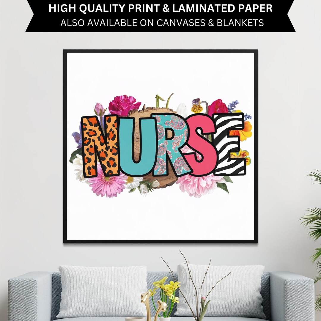 Floral Nurse Poster, Medical Professional Wall Art, Colorful Nurse ...